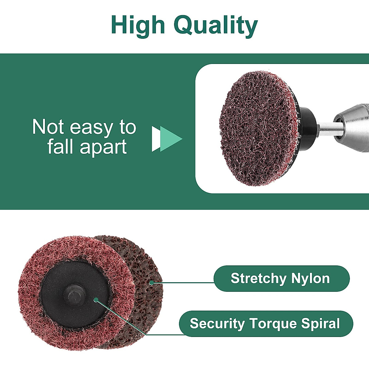 90pcs 2 inch Quick Change Sanding Discs, SUNJOYCO Nylon Surface Conditioning Discs, 1/4" Roll Lock Holder Die Grinder Sanding Disc for Surface Strip Grind Polish Burr Finish-Fine Medium Coarse