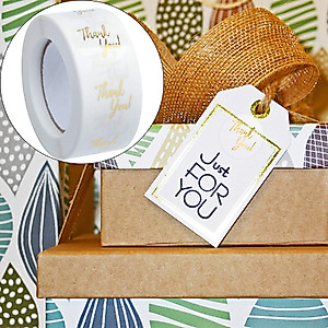 Thank You Stickers ,1" Thank You Stickers,Transparent Labels, Gold Foil Thank You Stickers Roll for Business, Bubble Mailers, Packaging Bags, Envelopes, Sealing and Decoration, 500 Labels Per Roll