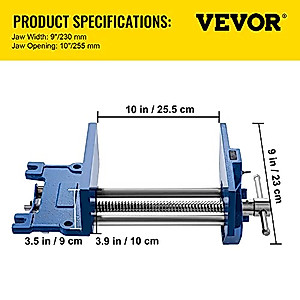 VEVOR Woodworking Vise, 9 Inch Woodworking Bench Vise Heavy-Duty Cast Iron Wood Working Vise, Quick Release Woodworker's Vise 10" Jaw Opening, Front Screw Vise for Woodworking, Cutting, and Drilling