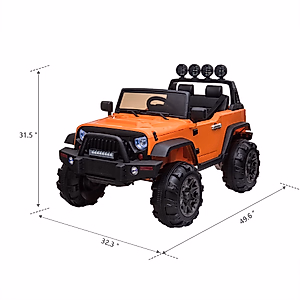 TOBBI 12V Kids Ride On Cars Truck with Remote Control 3 Speeds Toddler Motorized Vehicles Toys for Girls Boys (Orange)