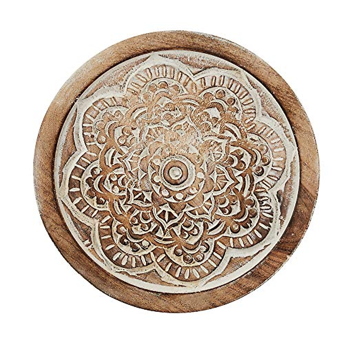 Set of 2 Wooden Trivets for Hot Dishes Pots and Pans Tea Pot Holders Nonslip Heat Resistant Kitchen Counter Accessories for Table Countertops (MD01) 8" Diameter Mandala Design