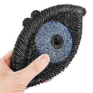 Boutique De FGG The Evil Eye Crystal Clutch Bags Women Evening Minaudiere Purses and Handbags (Small, 130-13 Black)