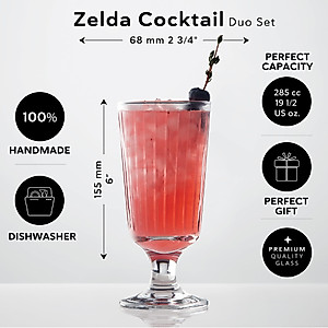 Grace Era Cocktail Glasses Set Premium Glassware Set for Pina Colada, Large Shrimp Cocktail, Margaritas, Ideal for Refreshing Hurricane Cocktail, Goblet Thick Bottom for Coronaritas Set of 2-8oz