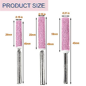Burr Grinding Stone File - 15Pcs 3 Sizes Diamond Chainsaw Sharpener Rotary Bit Set Polishing Sharpening Garden Tool for Lawn Mower Chainsaw Parts Garden, 4.0/4.8/5.5mm