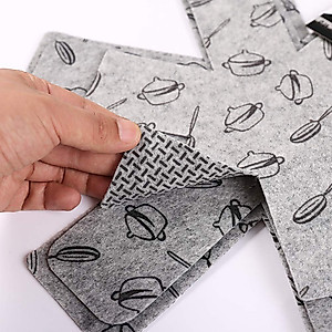 12 Pieces Pot Pan Protectors Pot and Pan Protectors Cookware Pans Divider Protector Pad Anti Slip Pans Separator to Prevent Scratching Separate and Marring, Grey(Small Size/10.24 Inch)