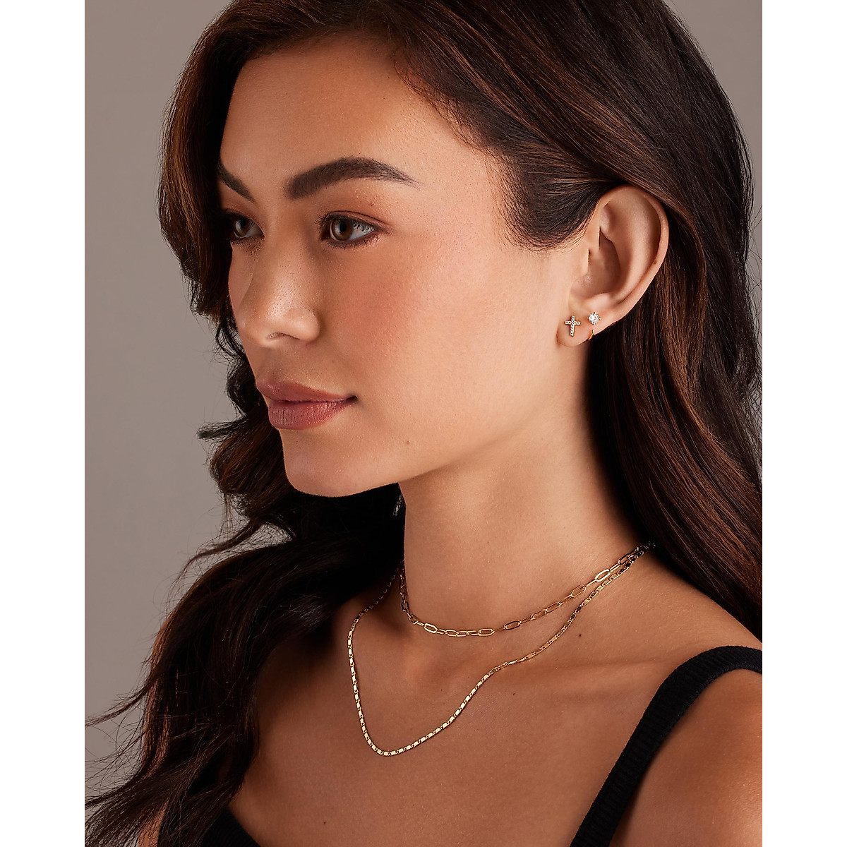 PAVOI 14K White Gold Plated Sterling Silver Earrings | Pave CZ White Gold Cross Earrings for Women