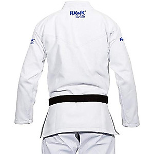 Hawk Sports Brazilian Jiu Jitsu Gi for Men and Women, Ultra-Light Extra Tough Premium Fabric BJJ Gi for Martial Arts Training & Competition, Comfy BJJ Gear - Size A1, White