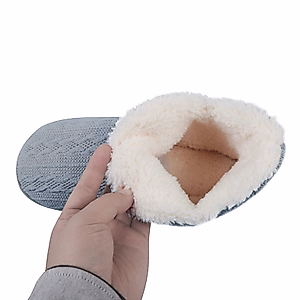 OhMill Flat Heel Slipper Boots Women Slippers Comfort Knit Boots Winter Warm Outdoor Indoor Full Wrap High-Top Shoes (7-8, Grey)