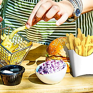 MT Products Extra Small 4 oz Kid-Sized White SBS Scoop Paperboard French Fries Containers - French Fry Holders Cups with Grease-Resistant Barrier (Pack of 50) - Made in the USA