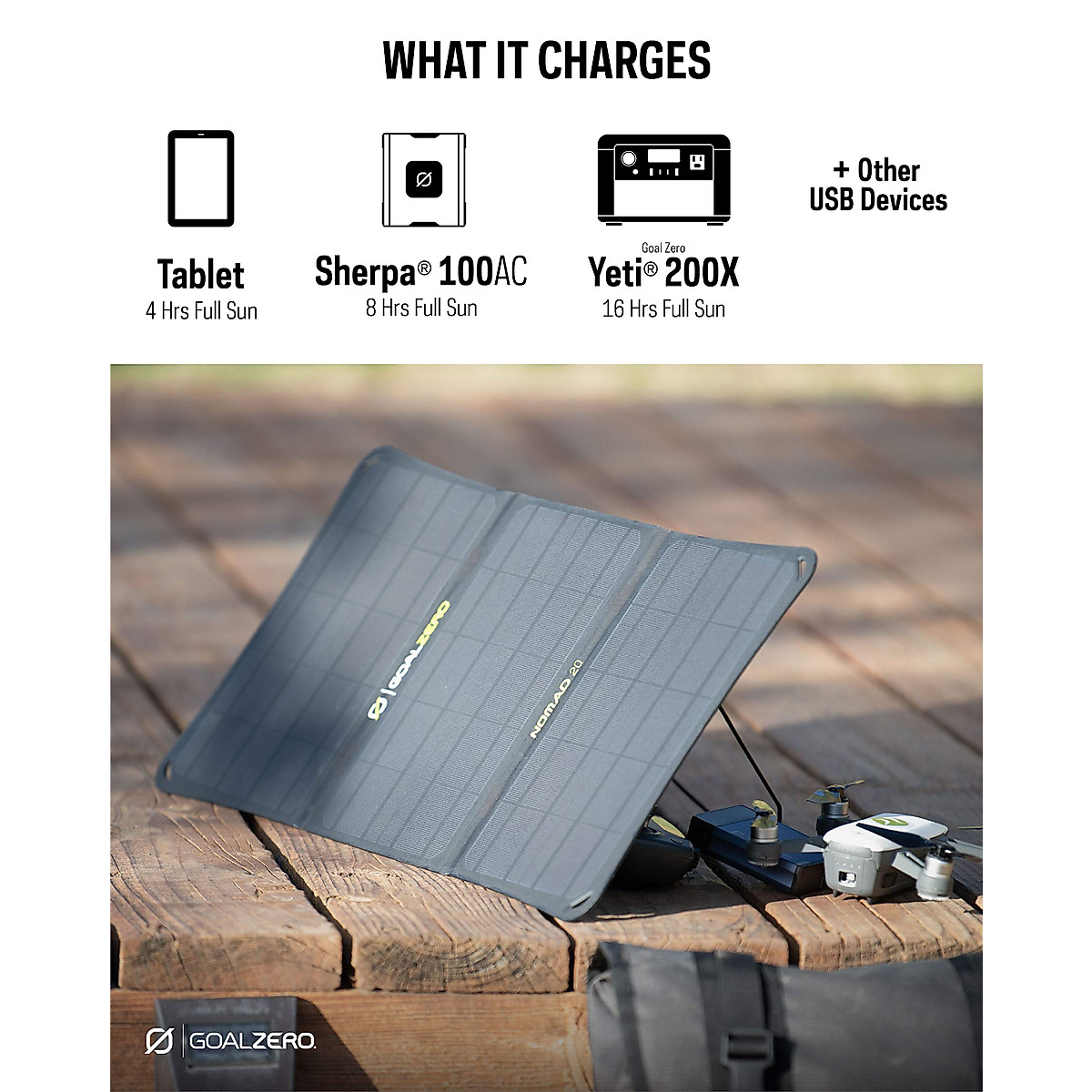 Goal Zero Yeti 200X Portable Power Station, 200-Watt-Hours Power Station with AC Inverter and Fast-Charging USB-C PD, Portable Solar Generator and Goal Zero Nomad 20, Foldable Monocrystalline 20 Watt