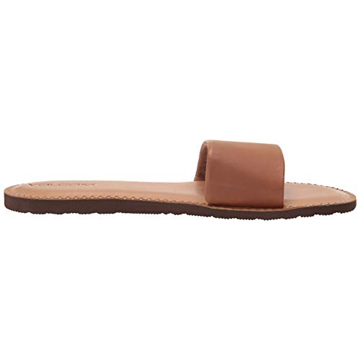 Volcom Women's Simple Synthetic Leather Strap Slide Sandal, Tan, 5 B US