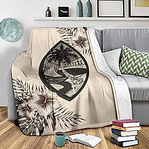 Generic The Beige Hibiscus Blanket, Guam Blanket Sherpa Fleece Throw Blanket New Year Gift to My Son Daughter Niece Nephew Sofa, Bed, Outdoor, Hotel and Home, Size 148