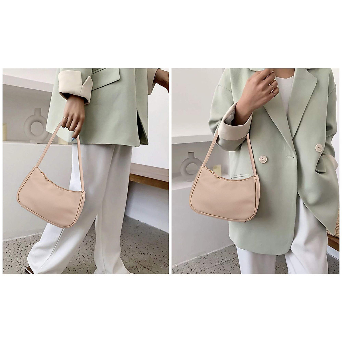 UTO Mini Purses for Women Ultra Soft Leather Vegan Lightweight Clutch Handbag Shoulder Bag Apricot