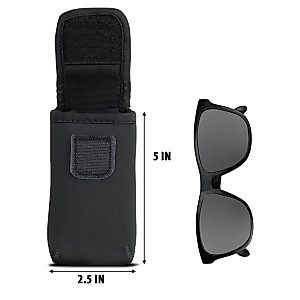 USA Gear Sunglasses and Eye Glasses Case - Glasses Holder with Belt Loop and Carabiner Clip for Reading Glasses, Kids and Adult Sunglasses, Safety Glasses, and More Eyeglasses (Black)