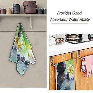 Bamboo Hand Bath Towel Set of 2 Concept Zen Basalt Stones Face Towels Kitchen Dishcloth Washcloths Soft Absorbent Quick Dry for Bathroom Yoga Decor 30x15 in