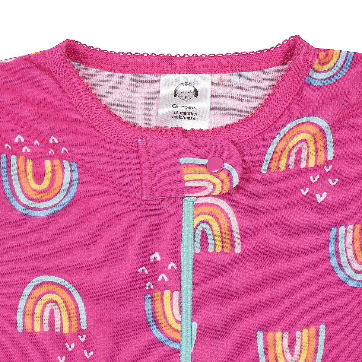 Gerber Baby Girls' 2-Pack Footed Pajamas, Rainbows Pink, 18 Months