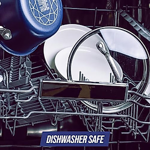 Blue Diamond 7” Universal Tempered Glass Lid, Frying Pan Skillet, Sauté, Saucepan, Stockpot, Oven Safe to 350°F, Dishwasher Safe, Stainless Steel Handle, Clear