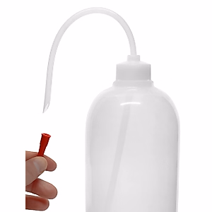 EISCO Wash Bottle, 1000ml - Polyethylene - Translucent, Unbreakable - Screw Cap with Flexible Delivery Tube for Dispensing Liquid - Includes Tube Cap