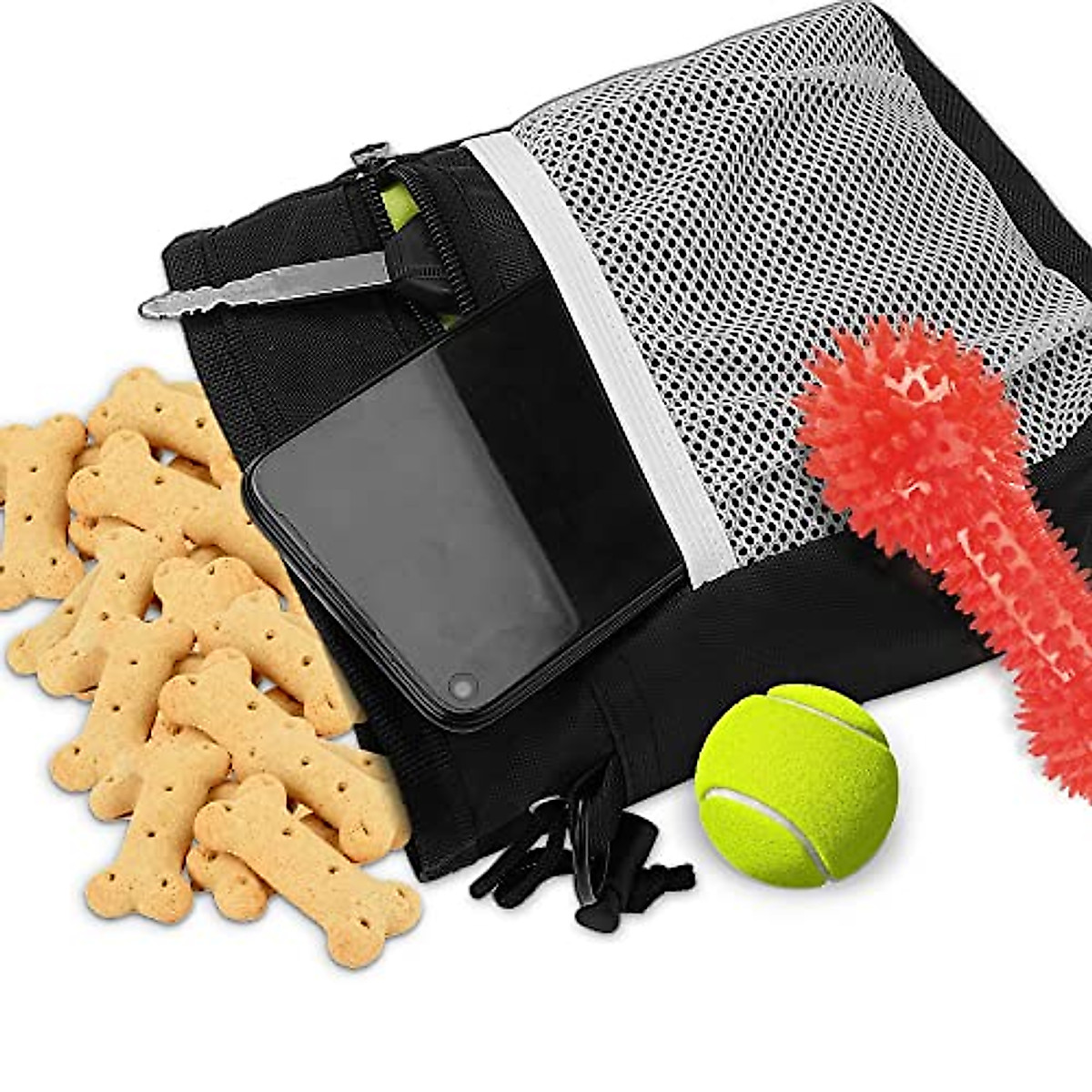 Left&Right Dog Treat Pouch, Dog Training Treat Pouch for Pet, Dog Treat Pouch for Training Small to Large Dogs, Dog Treat Bag with Waist Belt Shoulder Strap Poop Bag Dispenser -4 Ways to Wear -Black