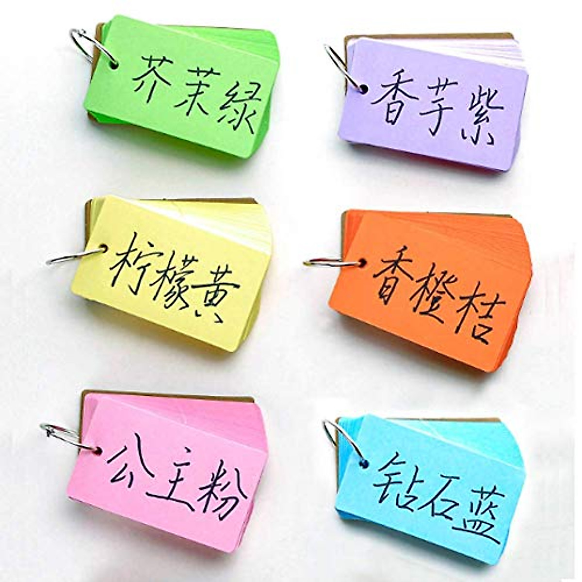 300Pcs Multicolor Kraft Paper Blank Flash Cards Study Cards Note Cards with Binder Ring for Bookmark/DIY Greeting Card/Index Card Stock for School Home Office Use, 90 * 55MM