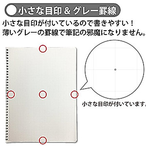 Kokuyo Campus notebook grid ruled Twin Ring A4 40 sheets scan -T223S5-D