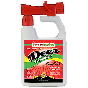 I Must Garden Deer Repellent Hose-End Concentrate: Spice Scent Deer Spray for Gardens, Plants, and Trees – 32oz Covers 10,000 sq. ft.