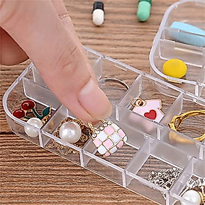 Typutomi 6PCS 12 Grid Clear Plastic Jewelry Box Organizer, Jewelry Dividers Storage Container DIY Parts Storage Box for Bead, Rings, Jewelry,Screws, Handicrafts