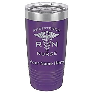 LaserGram 20oz Vacuum Insulated Tumbler Mug, RN Registered Nurse, Personalized Engraving Included (Dark Purple)