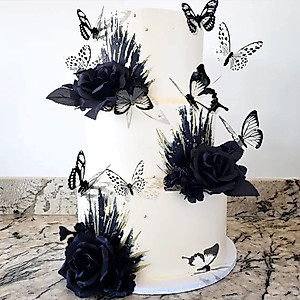 JeVenis Black Gothic Cake Decoration Rose Cake Topper Rip Cake Decoration Death Cake Decoration Gothic Birthday Decoration Gothic Party Supplies