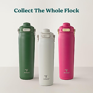 REDUCE Aura Vacuum Insulated 26 oz Water Bottle - Leak-Proof & Chug Spout for Quick Hydration - Keeps Drinks Cold for 30 Hours - Removable Handle for Travel or Gym - Soft Sit Base - Fairway Green