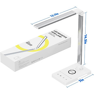 LED Desk Lamp with Wireless Charger, USB Charging Port, Touch Control Desk Lamp with 5 Color Modes, 7 Brightness Levels, Auto Timer, Dimmable Eye Caring Reading Desk Light for Study Home Office