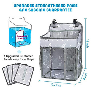 Selbor Baby Nursery Organizer and Diaper Caddy, Hanging Diaper Stacker Storage for Changing Table, Crib, Playard Wall - Baby Shower Gifts for Newborn Boys Girls (Star Elephant, Bottle Cooler Included)