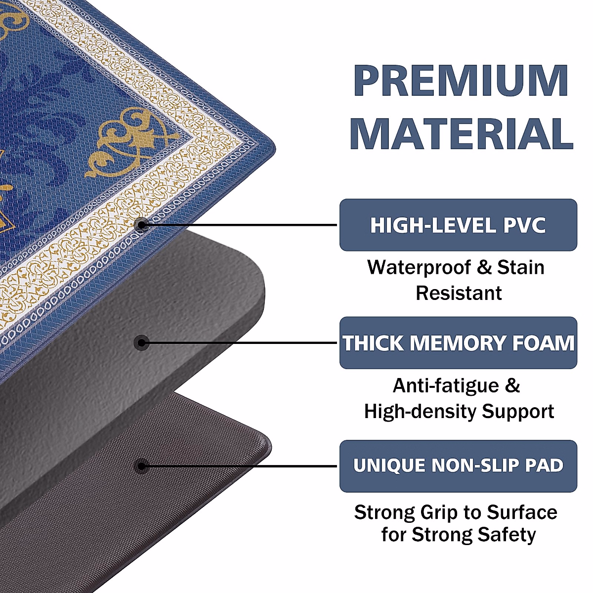 FRAMICS Boho Kitchen Rugs and Mats Sets of 2 Anti-Fatigue Kitchen Mats for Floor Memory Foam Cushioned Non Slip Kitchen Mats PVC Waterproof Kitchen Rugs for Sink Laundry Hallway Standing