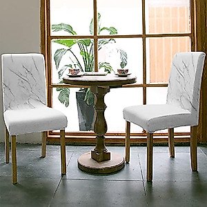 Chair Protector Seat Covers White Marble Gray Crack Stretch Removable Dining Room Chair Cover Set of 6,Modern Abstract Ink Agate Art Slipcovers for Kitchen Party Hotel Wedding