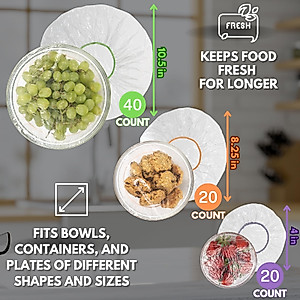 Kitchen Strong 100 Bowl Covers Reusable - Plastic Bowl Covers Elastic Reusable - Food Covers Stretch Reusable, Food Storage Covers Reusable, Elastic Bowl Covers for Bread Proofing - in 3 Sizes