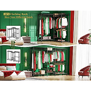 Raybee Clothes Rack Heavy Duty Clothing Racks for Hanging Clothes 725LBS Capacity Metal Clothing Rack Heavy Duty Wire Garment Rack Freestanding Portable Clothes Rack Sturdy 77" H x 70.5" W x 13.8" D