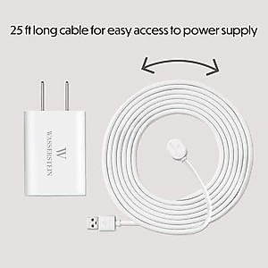 25ft/7.6m Weatherproof Outdoor Charging Cable with Quick Charge Adapter Compatible with Arlo Ultra/Ultra 2/Pro 3/Pro 4 (2 Pack, White) (NOT Compatible with Arlo Essential Spotlight)
