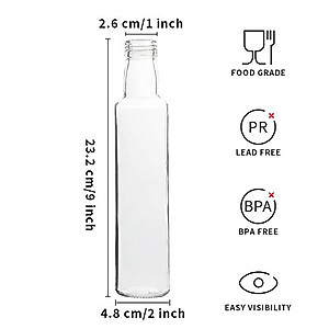 YULEER 15 Pack Hot Sauce Bottles, 8.5 oz Woozy Bottles with Leak Proof Screw Black Cap, Shrink Capsule, Round Glass Bottles for DIY Hot Sauce, BBQ Sauce