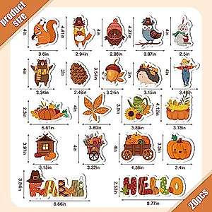 20pcs Fall Magnetic Decorations, Owls Pumpkin Fridge Magnets Autumn Theme Refrigerator Decals Happy Fall Magnets Fridge Decorations for Thanksgiving Decorations