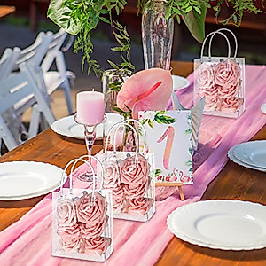 20 Pieces Clear PVC Gift Bags with Handles 5.9 x 5.1 x 2.76 Inch Transparent Gift Bags Plastic Reusable Gift Bag Shopping Wedding Clear Goodie Bags Clear Candy Bags Totes for School Birthday Party