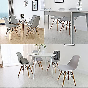 Set of 4 Kitchen Dining Chairs Easily Assemble Modern Fabric Cushion Seat Chair w/Metal Legs Fabric Cushion Side Chairs with Sturdy Metal Legs for Home Kitchen Living Room, Grey