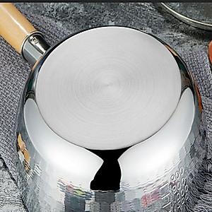 generic Stainless Steel Saucepan with Wood Handle,Yukihira Pan,Japanese Milk Pot,Yukihira Pot (with Glass Lid/no Lid)(no lid)