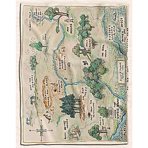 100 Acre Wood Map Jungle Blanket, Blankets Custom Bear Blanket, Cartoon Cute Blanket Flannel Fleece Throw Anime Blanket for Kids Teens Adults Warm Super Soft Cozy Bedding