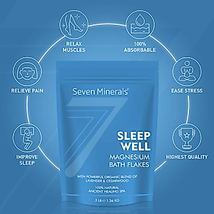 SleepWell Magnesium Chloride Flakes 3lb – Absorbs Better Than Epsom Salt - Unique & Natural Full Bath Soak Formula for Healthy Relaxation - with Cedarwood & Lavender
