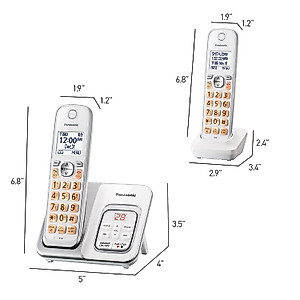 Panasonic DECT 6.0 Expandable Cordless Phone with Answering Machine and Smart Call Block - 2 Cordless Handsets - KX-TGD632W (White/Silver)