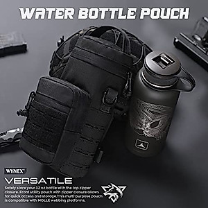 WYNEX Molle Water Bottle Holder, Tactical Water Bottle Carrier Bag of Laser-Cut Design Hydration Pouch with Shoulder Strap Fits Up to 32 oz