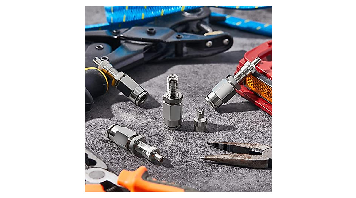 4 Pieces Inflation Schrader Valve for 1/4 Air Line with 1 Warning ...