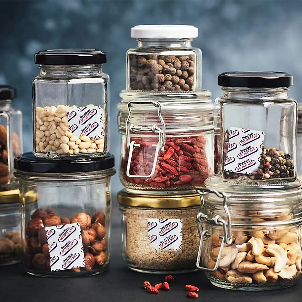 400cc X 100 count Oxygen Absorbers - 10 packs individually vacuumed and sealed in 10 Food grade packets For Long Term Food Storage.