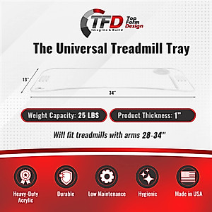 TFD Universal Treadmill Desk Attachment, 34" inch Treadmill Desk Tray | Fits All Brands w/That are 28-34" | Exercise Treadmill Tray Holder for Laptop, Tablet, & More | Treadmill Desk Workstation