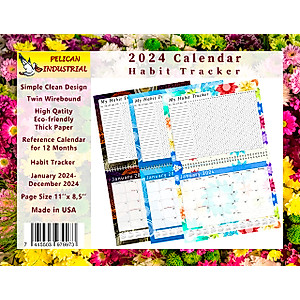 2024 Monthly Desktop/Wall Calendar/Planner - Habit Tracker - Daily, Weekly & Monthly Goal Motivational Habit Tracking Journal Inspirational - (Edition #023)